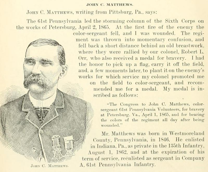 John C. Matthews: Union Army Medal of Honor recipient (1841 - 1927 ...